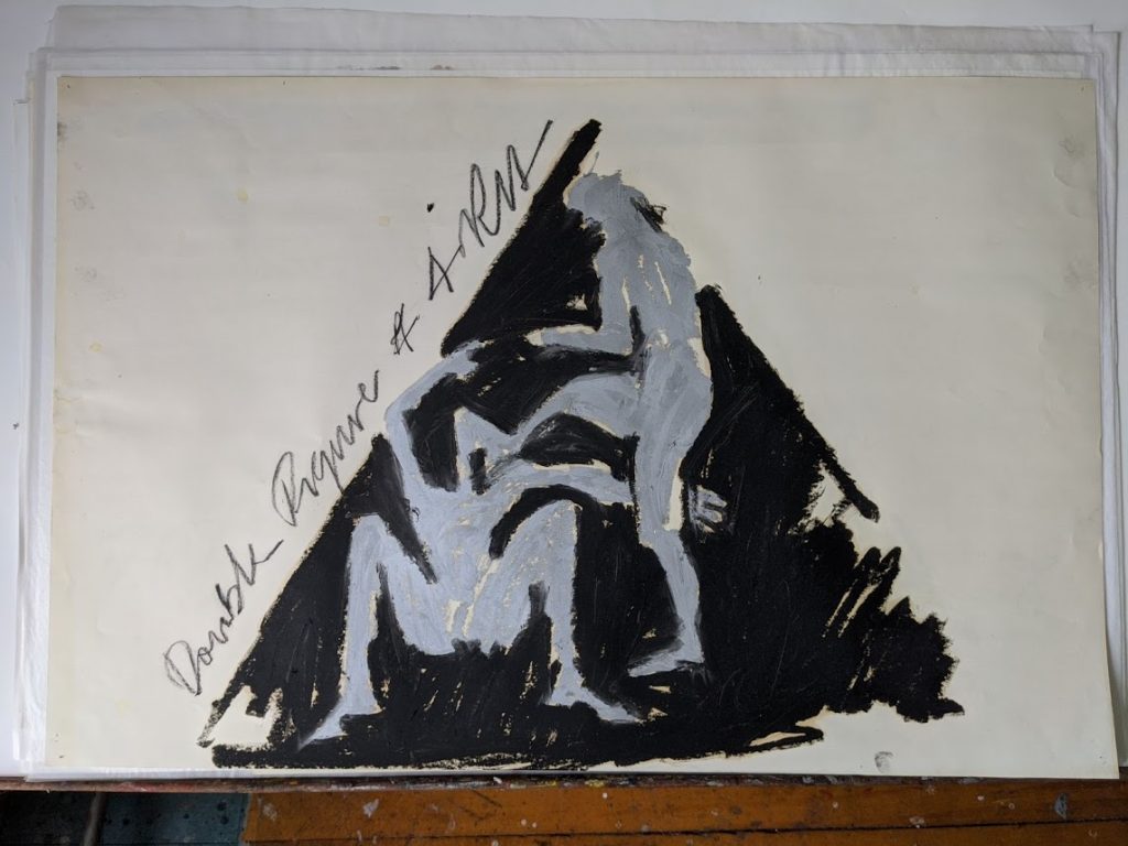 Robert Huot Double Figure Drawing – ROBERT HUOT