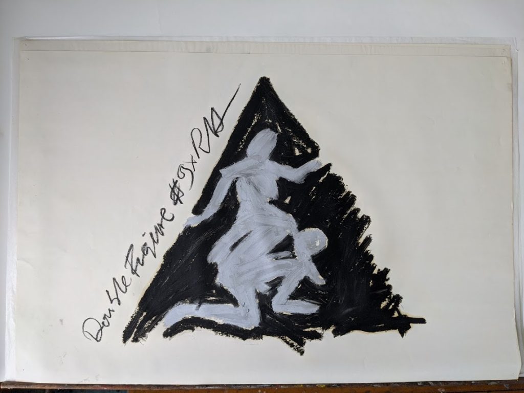 Robert Huot Double Figure Drawing – ROBERT HUOT